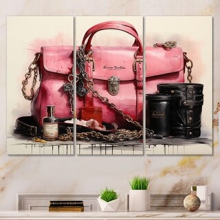 Designart "Pink Designer Bags Glamour III" Fashion Wall Decor Set - Bed Bath & Beyond - 39446323